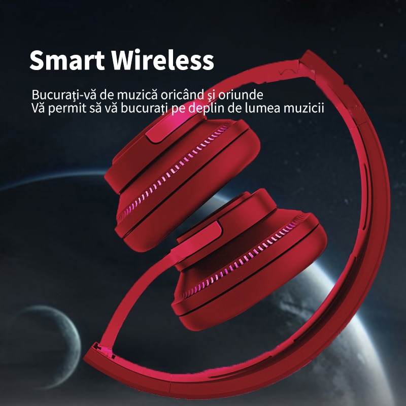 Casti Bluetooth fara fir, rosu - eMAG.ro