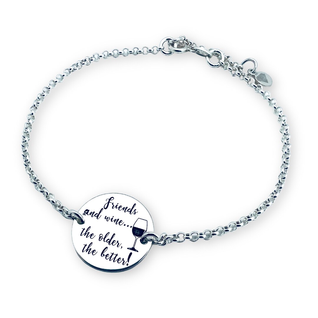 Bratara personalizata argint, dama - Friends and Wine - eMAG.ro