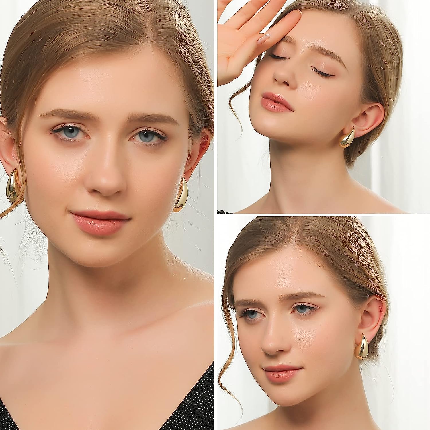 Cercei cu cerc in forma de picatura dama, POMAMZ,3CM*1.8CM, auriu - eMAG.ro