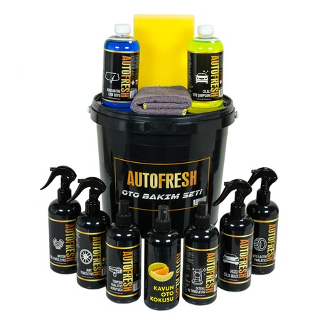 Kit spalare si curatare auto si moto, Autofresh, set 12 piese, solutii ...