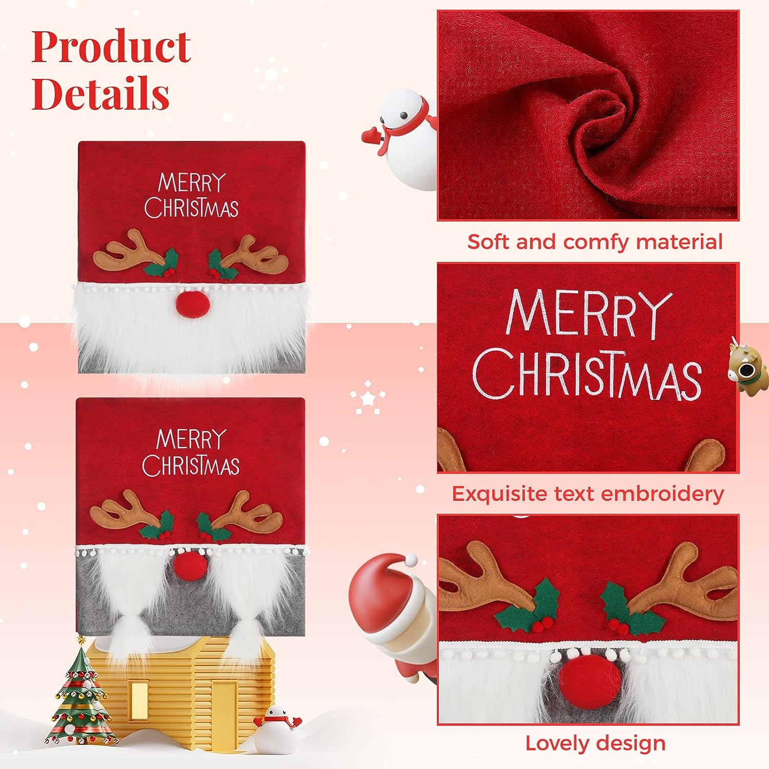 Комплект 2 калъфа за столове, Коледа, 50х50см, Многоцветни - eMAG.bg