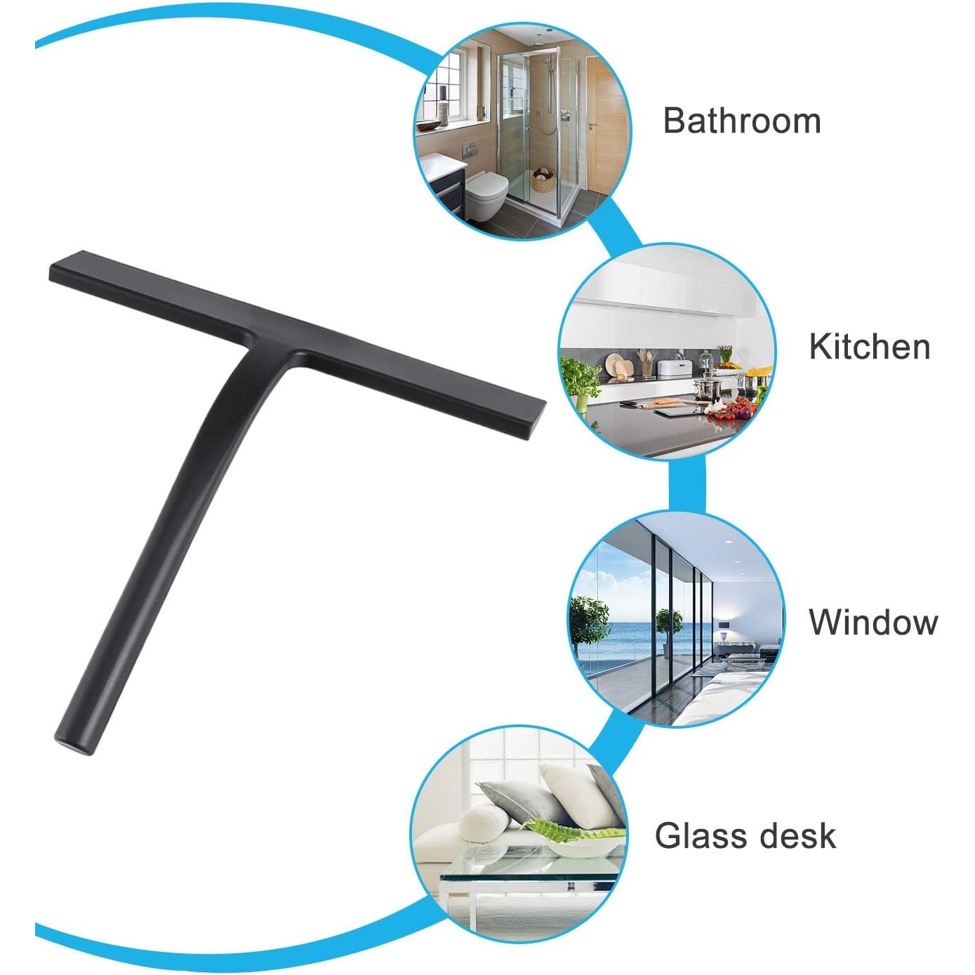 Racleta geam, GOGOU®, Bumbac, Silicon si Inox, cu carlig, Negru - eMAG.ro