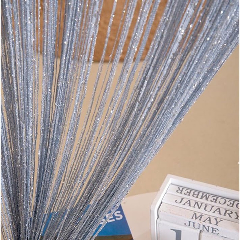 Perdea cu tiv lat Franjuri, GOGOU®, poliester, 1M X 2M, Argintiu - eMAG.ro