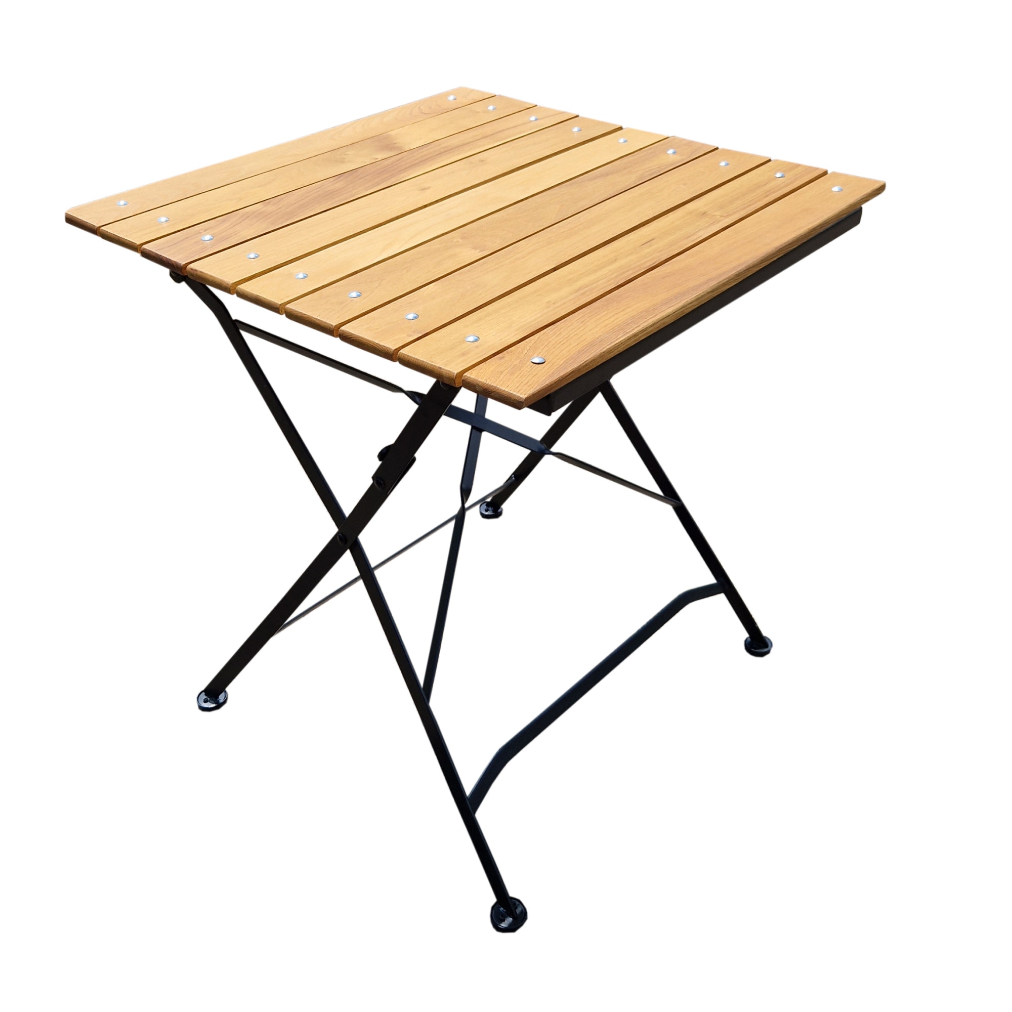 Masa Bistro 70x70 cm, Feromet, Natur Negru, Salcam, Metal, Pliabil ...