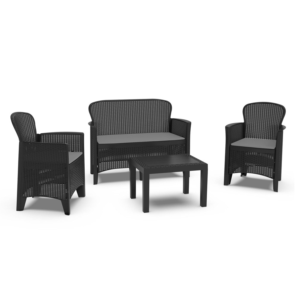 Set mobilier de gradina Gorin 4 persoane Antracit - eMAG.ro