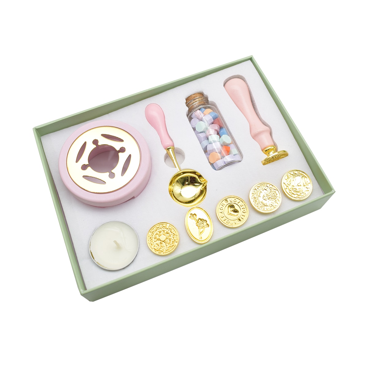 Set 10 piese, sigiliu ceara, Naimeed D5219, 6 stampile, Roz - eMAG.ro