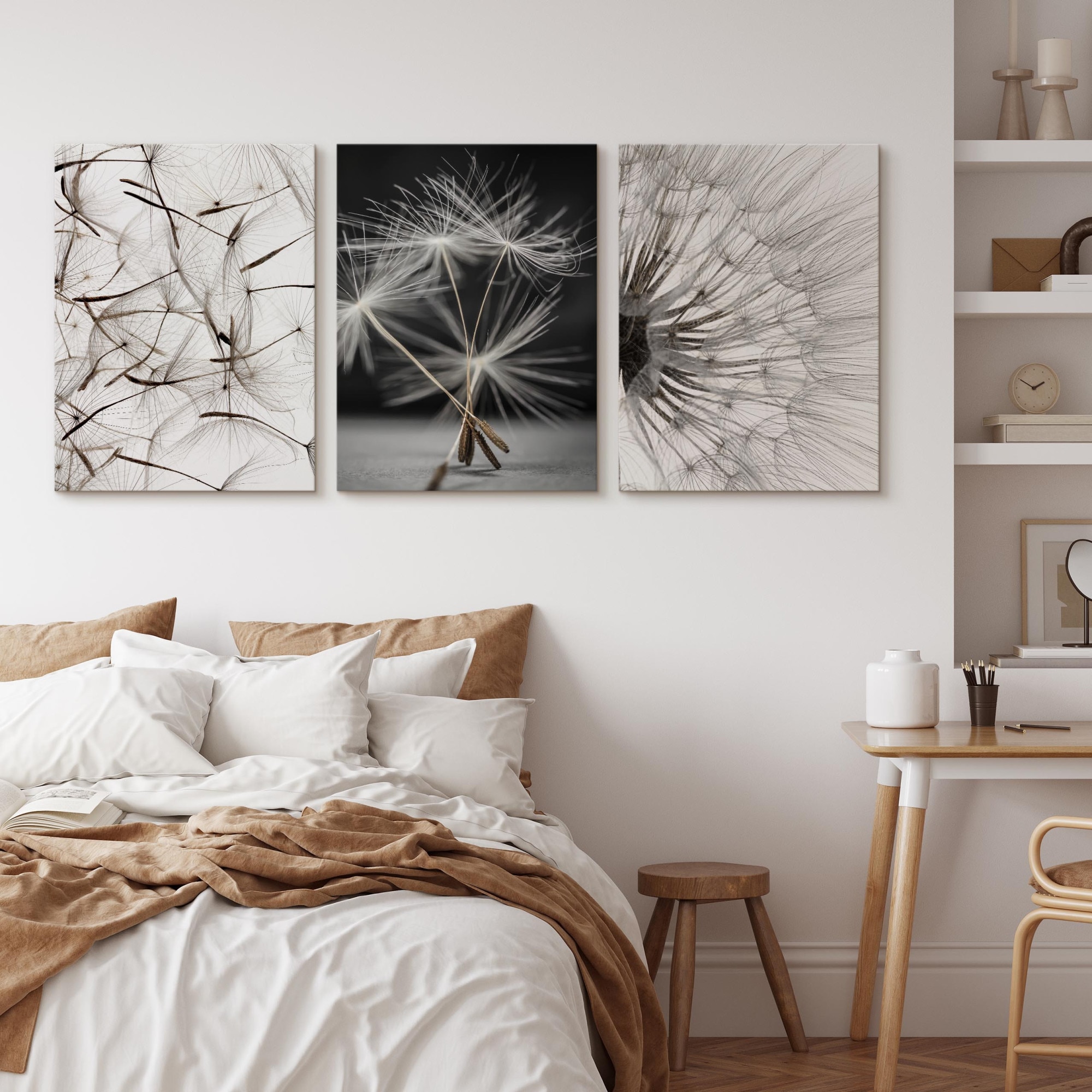 Set 3 Tablouri Decorative Seminte de papadie, Nature 90x40cm: 3 piese ...
