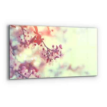 Panou decorativ, Wallfluent, Sticla, Arborele Roz Inflorit, Multicolor ...