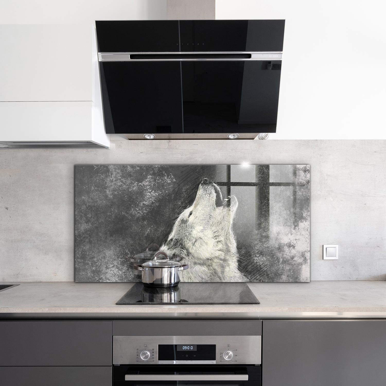 Panou decorativ, Wallfluent, Sticla, Ilustratie De Lup Canadian ...