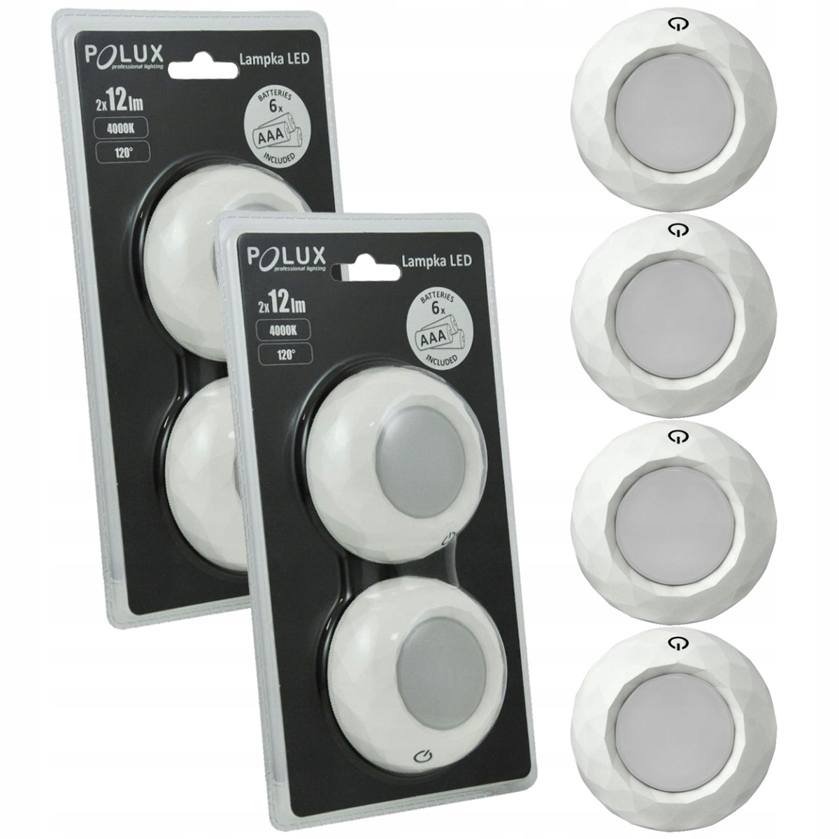 Set 4 lampi LED pentru mobila, Polux, Plastic, 12lm, 4000K, Alb - eMAG.ro