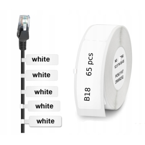 Rola 65 etichete termice de cabluri pentru imprimanta Niimbot B18, 12 ...