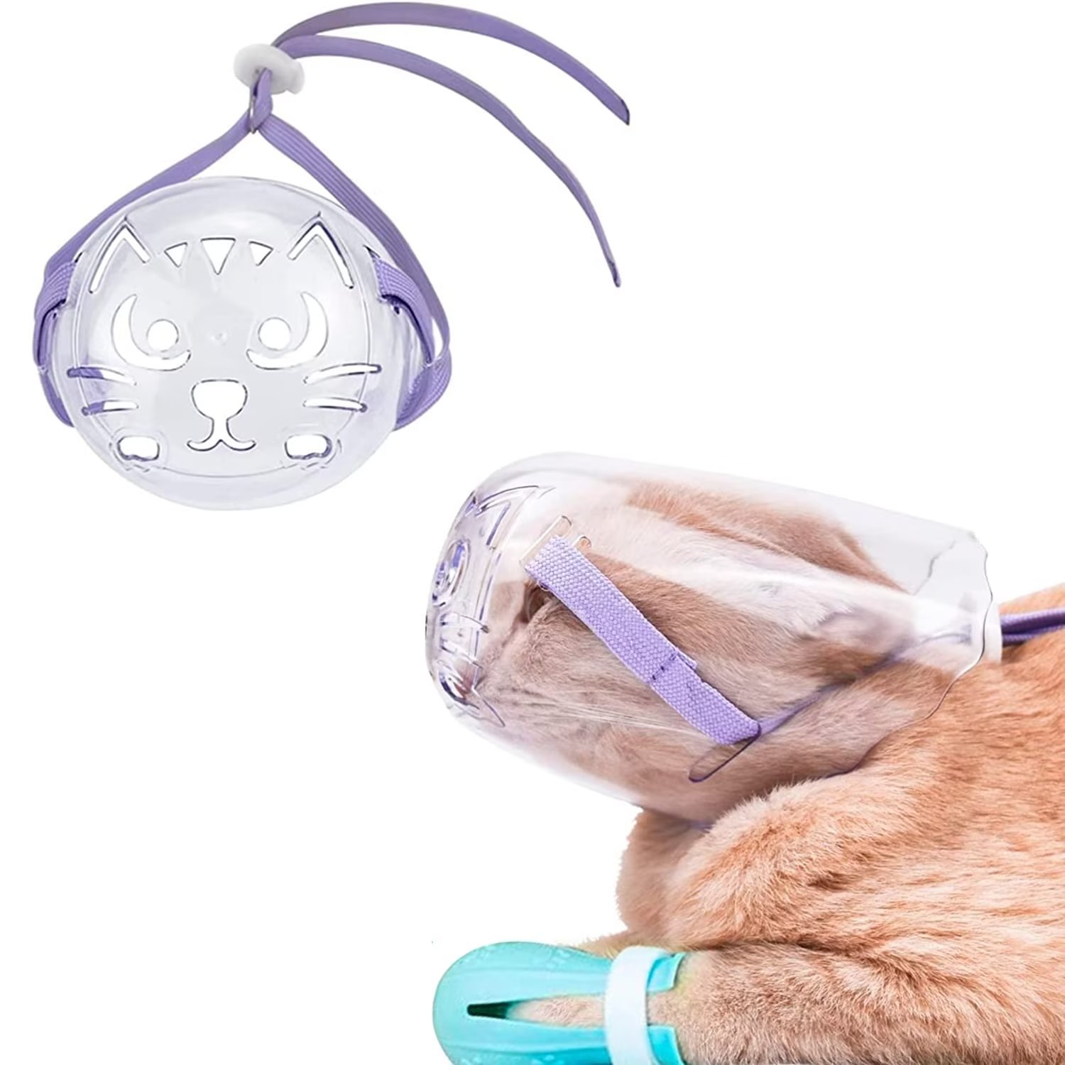 Botnita pentru pisica, Transparent\Mov - eMAG.ro