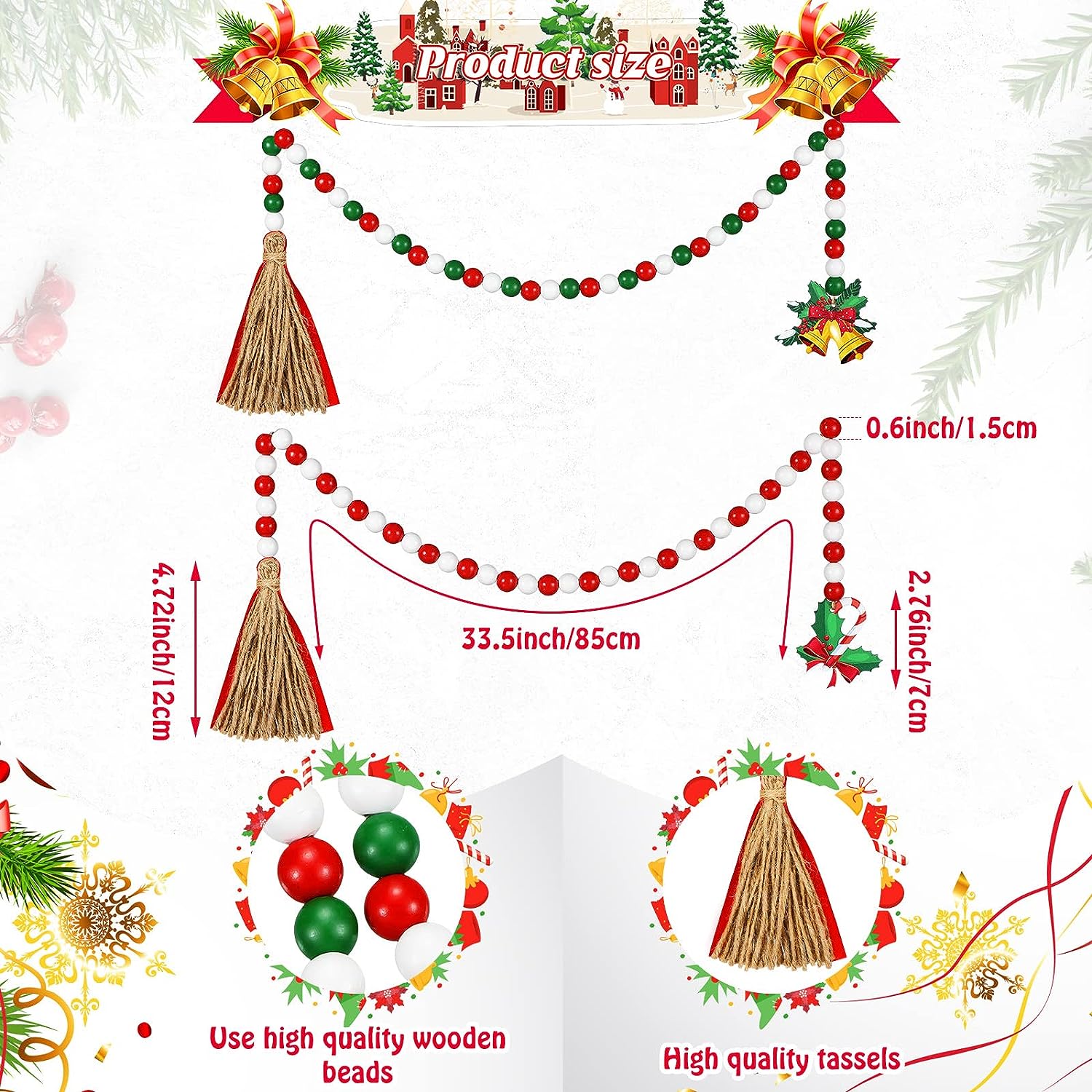 Set 2 margele brad, Lemn, Multicolor - eMAG.ro