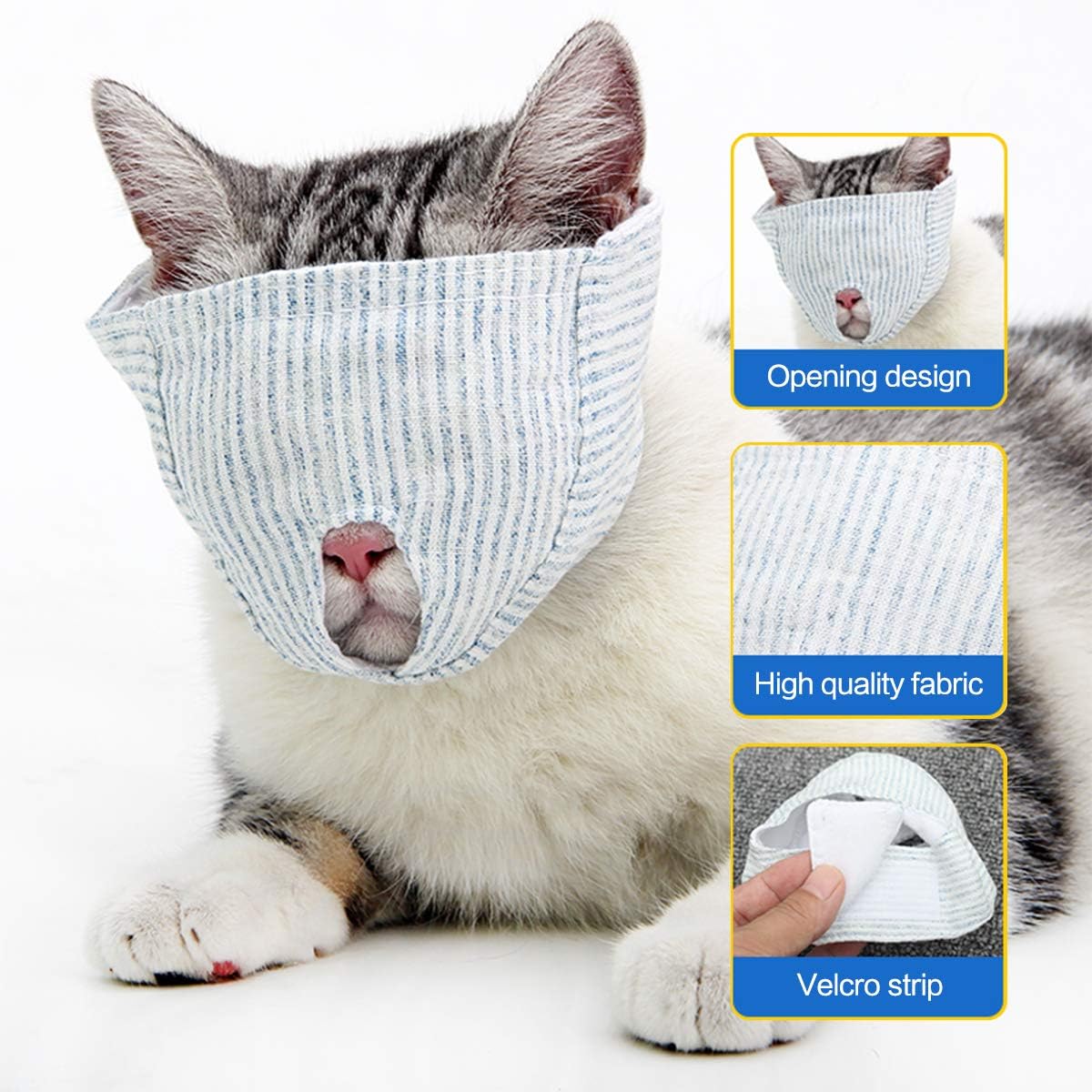 Botnita pentru pisici, Sunmostar, Bumbac, Alb/Albastru - eMAG.ro