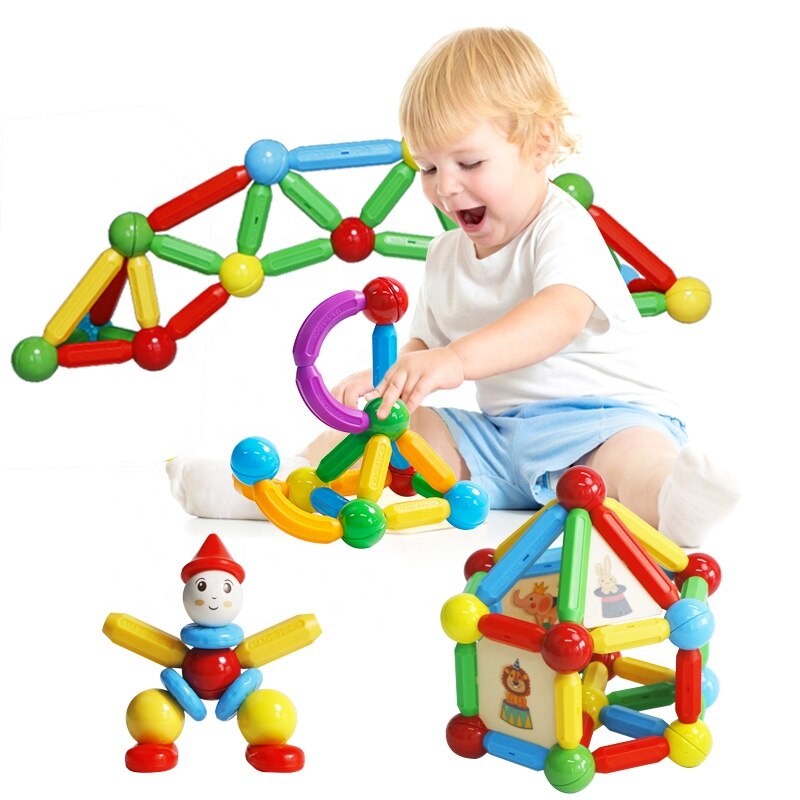 Set Jucarii Magnetice pentru Constructie, Magnetic Sticks 3D, 48 Piese ...