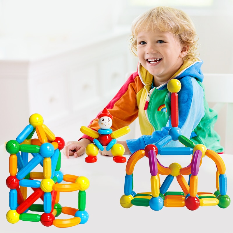 Set Jucarii Magnetice pentru Constructie, Magnetic Sticks 3D, 48 Piese ...