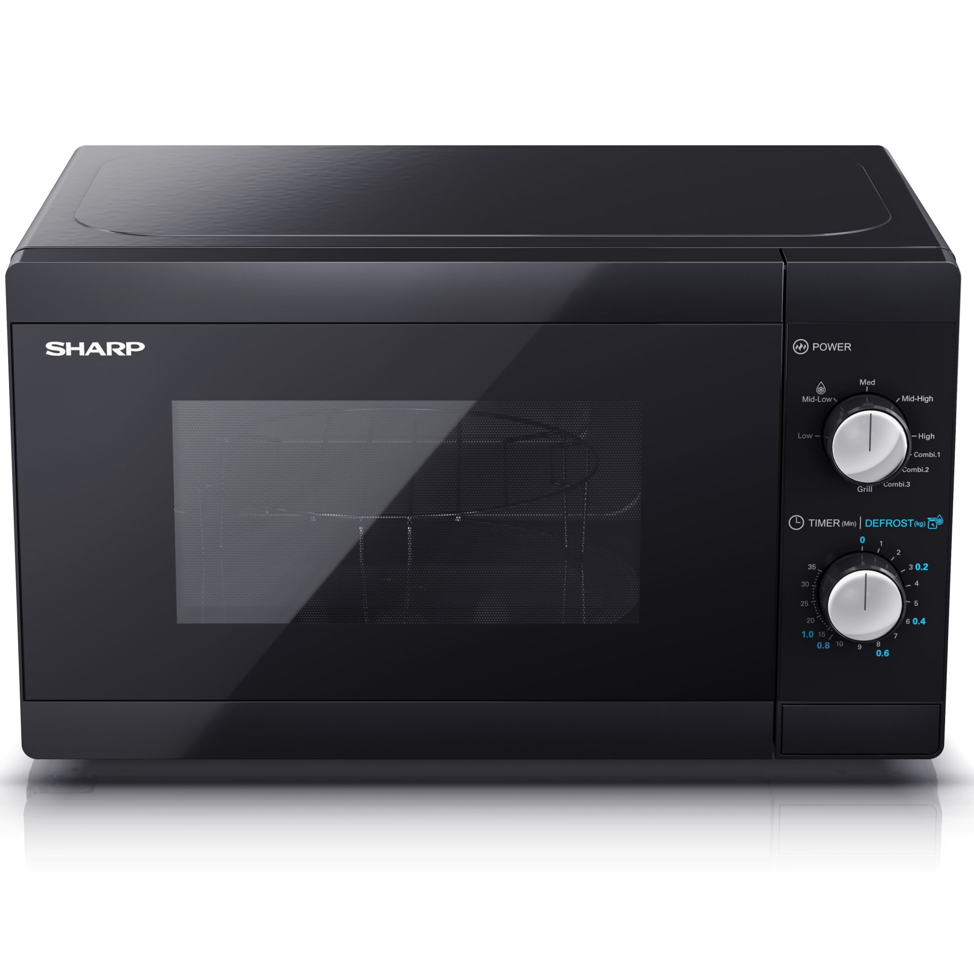 Cuptor cu microunde Sharp YC-MG01E-S, 20 l, 800 W, Mecanic, Gril 1000 W ...