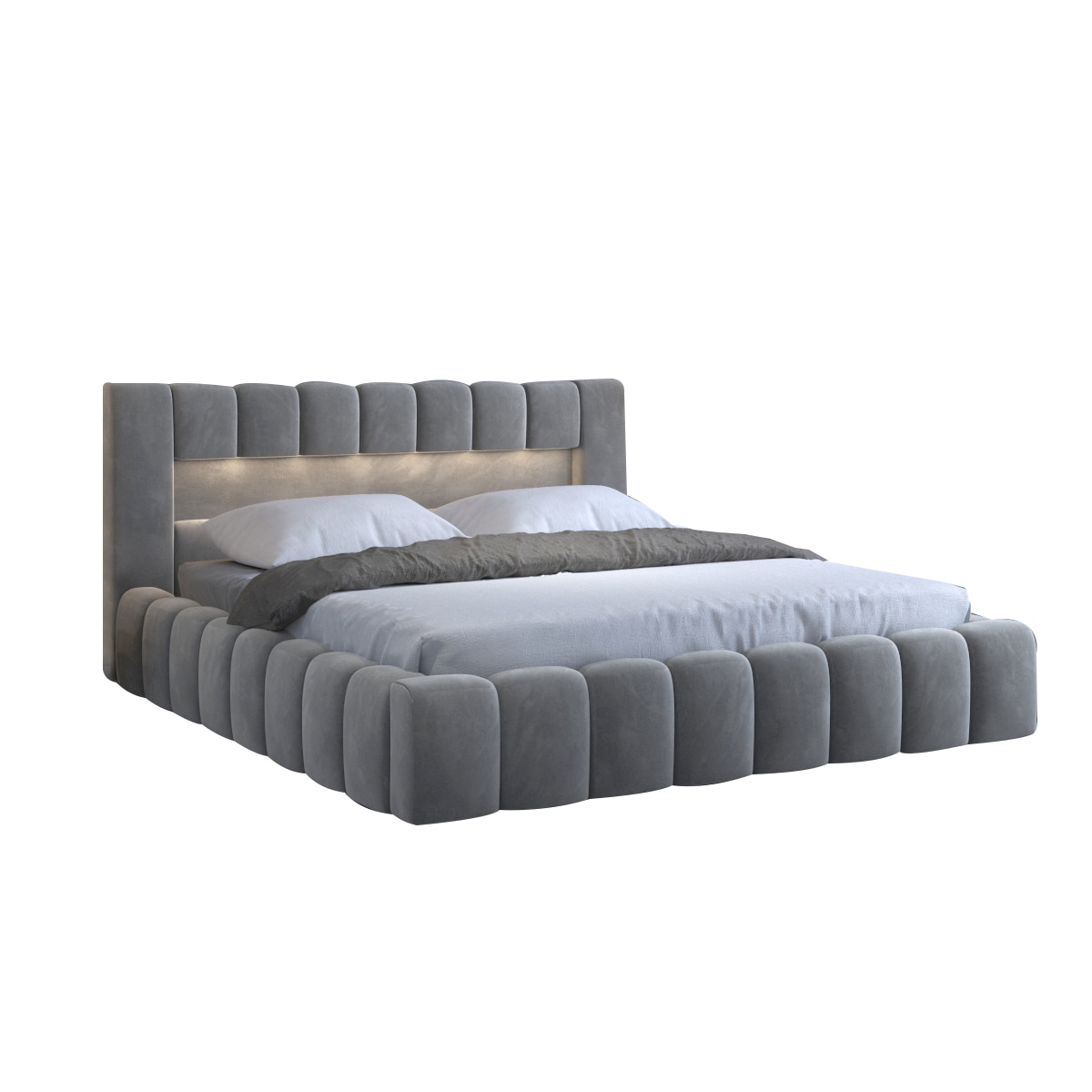 Pat tapitat laurin, 180x200, monolith 85, gri - eMAG.ro