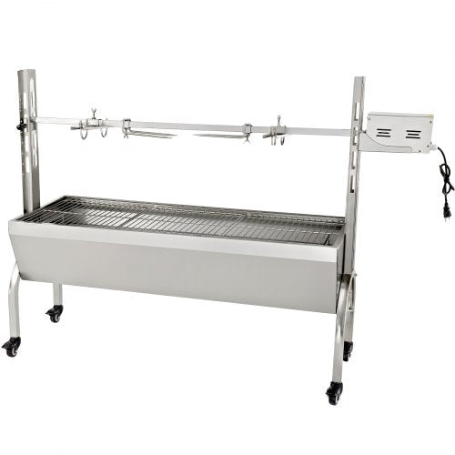 Gratar cu rotisor, capacitate 60 kg, in otel inoxidabil pentru friptura ...