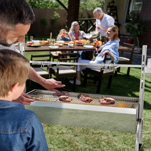 Gratar cu rotisor, capacitate 60 kg, in otel inoxidabil pentru friptura ...