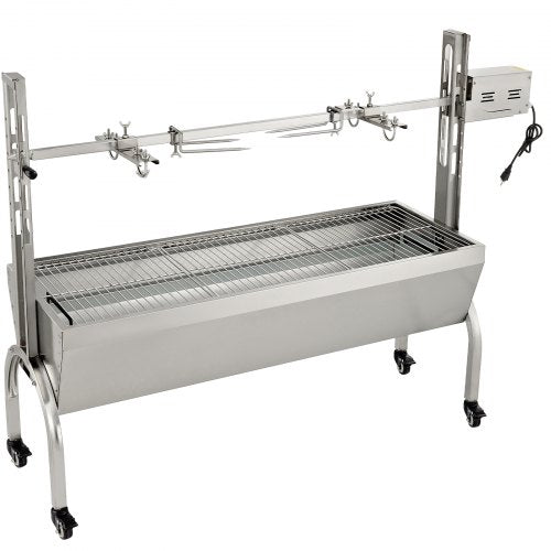 Gratar cu rotisor, capacitate 60 kg, in otel inoxidabil pentru friptura ...