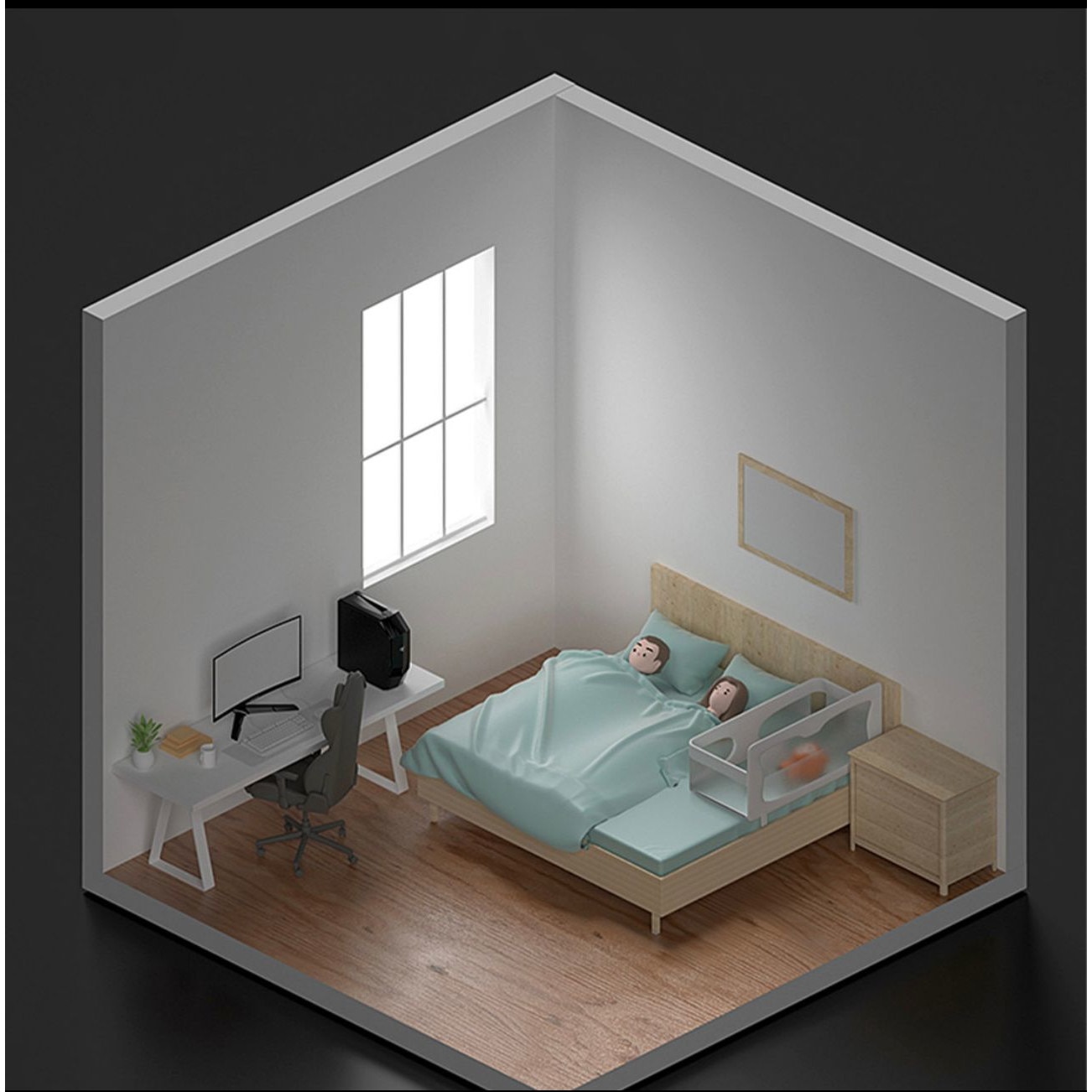 Pat lateral pentru bebelusi (cosleeping) cu cadru pliabil si plasa de ...