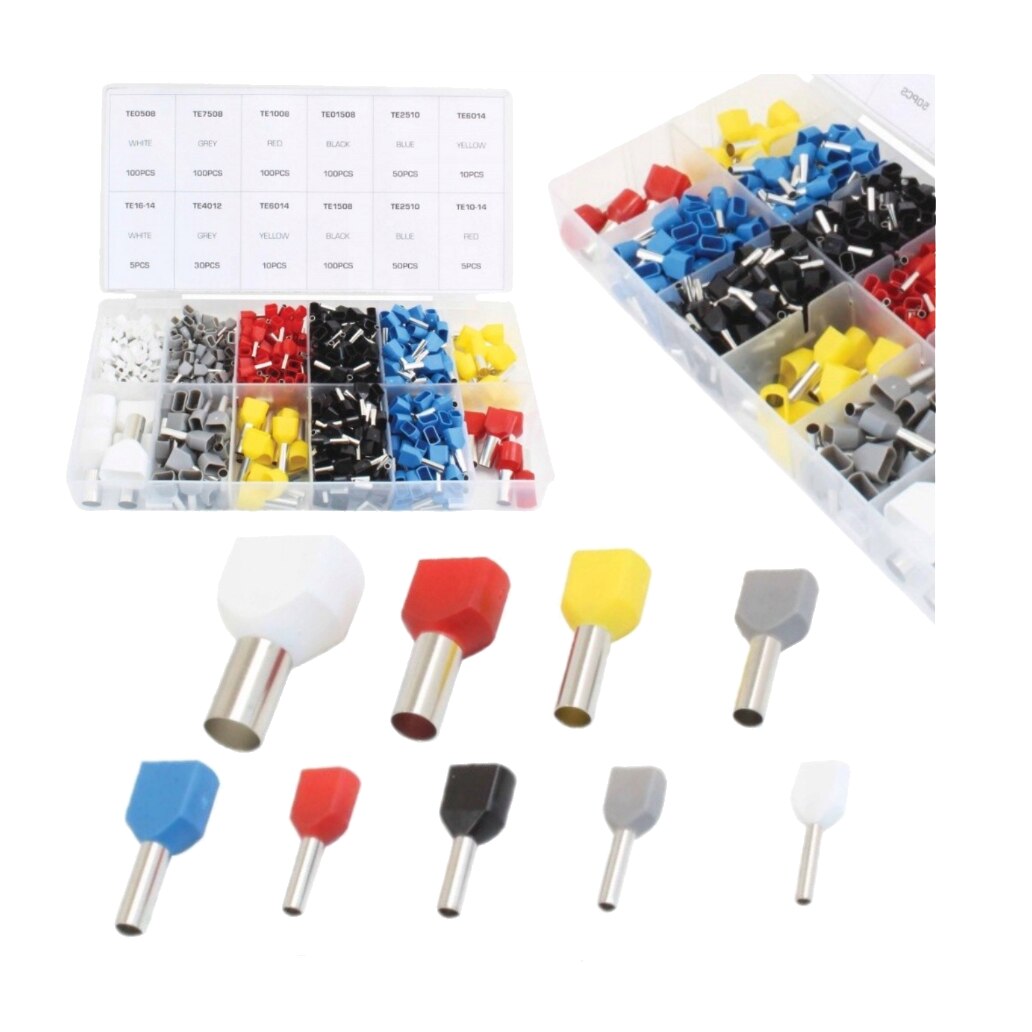 Set pini terminal sertizabili, cu izolatie, 660 piese, pentru cabluri ...