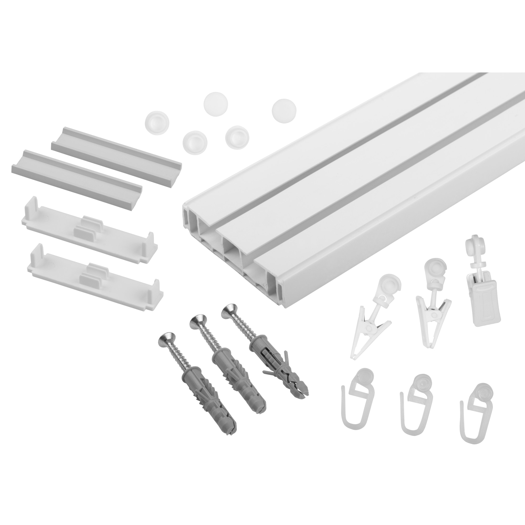 Sina tavan PVC, Rena, cu doua canale, cu inele, alba 400 cm - eMAG.ro