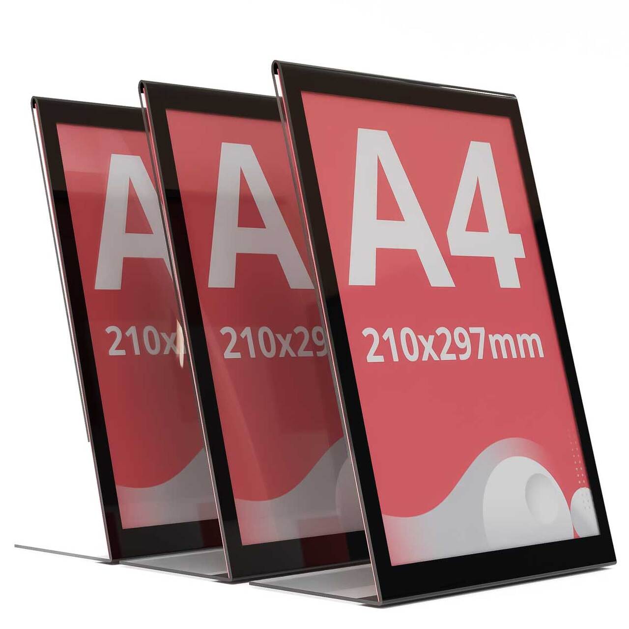 Suport Meniu tip L cu contur negru, format A4 (210x297mm), expunere ...