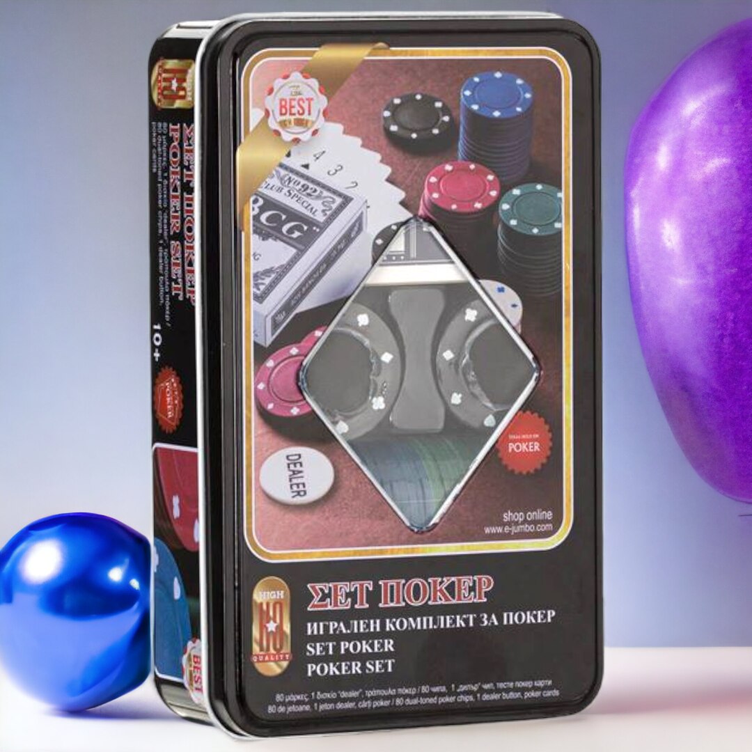 Set carti de joc Poker Club, cutie metalica,10 ani+ - eMAG.ro