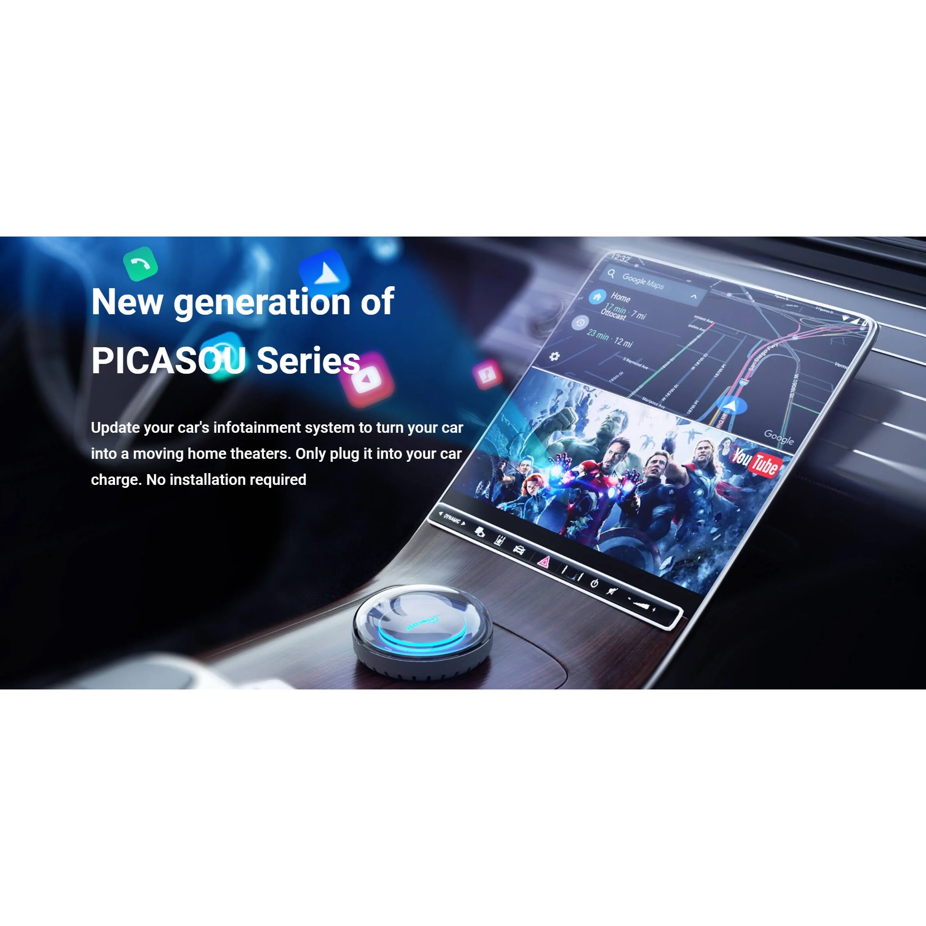 Adaptor wireless, compatibil cu Apple Carplay si Android Auto, OTTOCAST ...