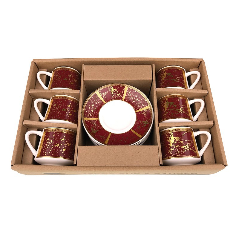 Set 6 cesti cafea, 80ml, rosu - eMAG.ro