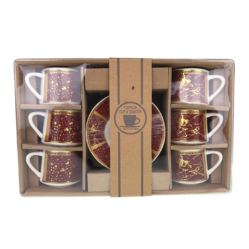 Set 6 cesti cafea, 80ml, rosu - eMAG.ro
