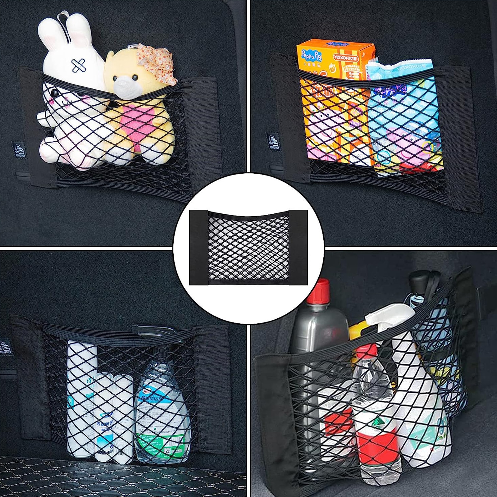 Set 4 plase de organizare portbagaj, zggzerg, Oxford, cu Velcro, Plasa ...