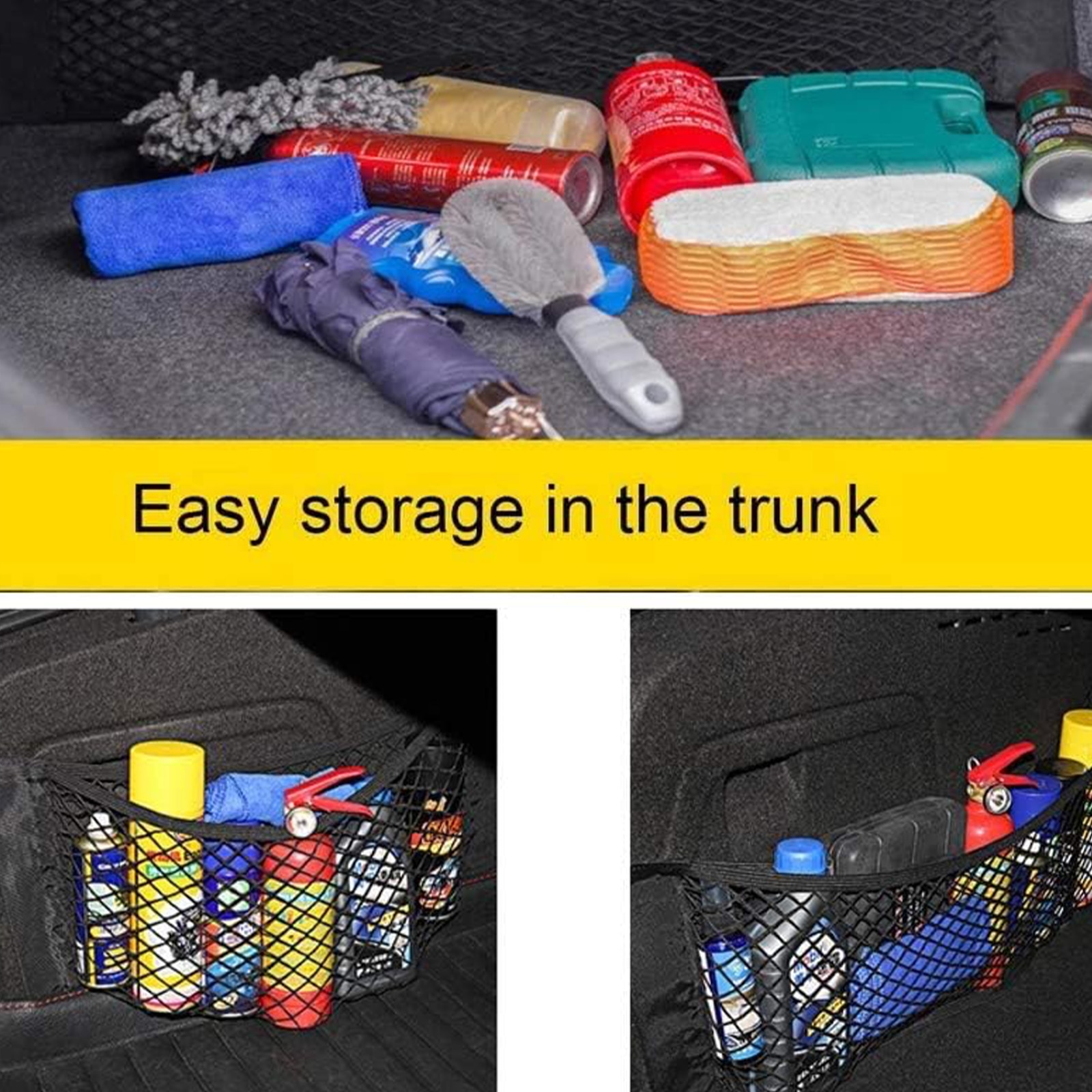 Set 4 plase de organizare portbagaj, zggzerg, Oxford, cu Velcro, Plasa ...