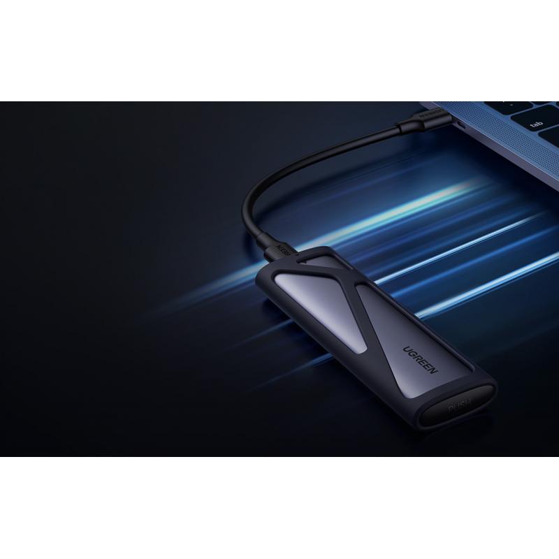 Rack extern SSD M.2 UGREEN CM400B, 10Gbps, 2TB, NVMe, SATA, USB-C, Gri ...