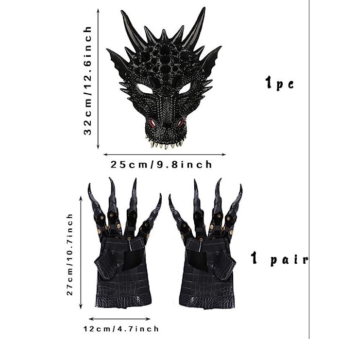 Masca Dragon, Set cu Manusi, Negru - eMAG.ro