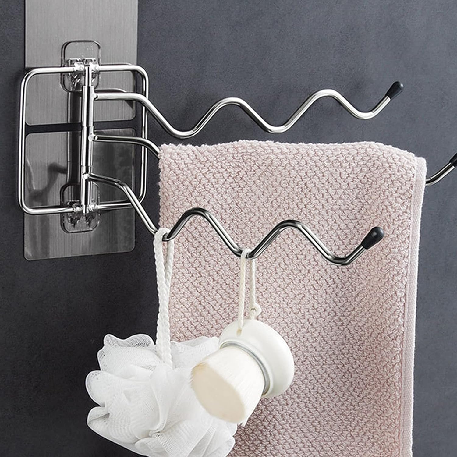 Suport de prosoape cu rotatie de 180°, montare pe perete fara gaurire ...