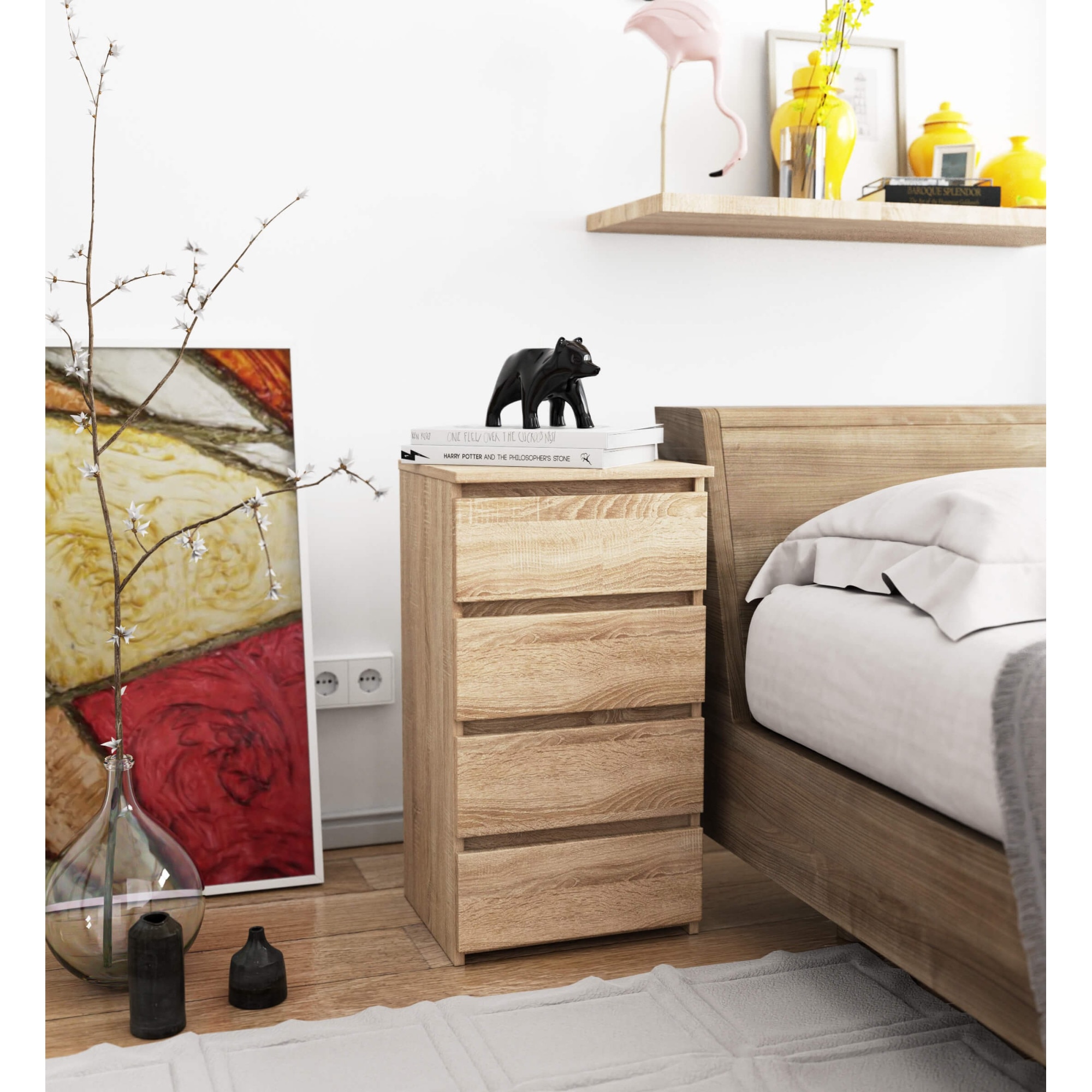 Noptiera, Akord Furniture Factory, Pal, Bej - eMAG.ro