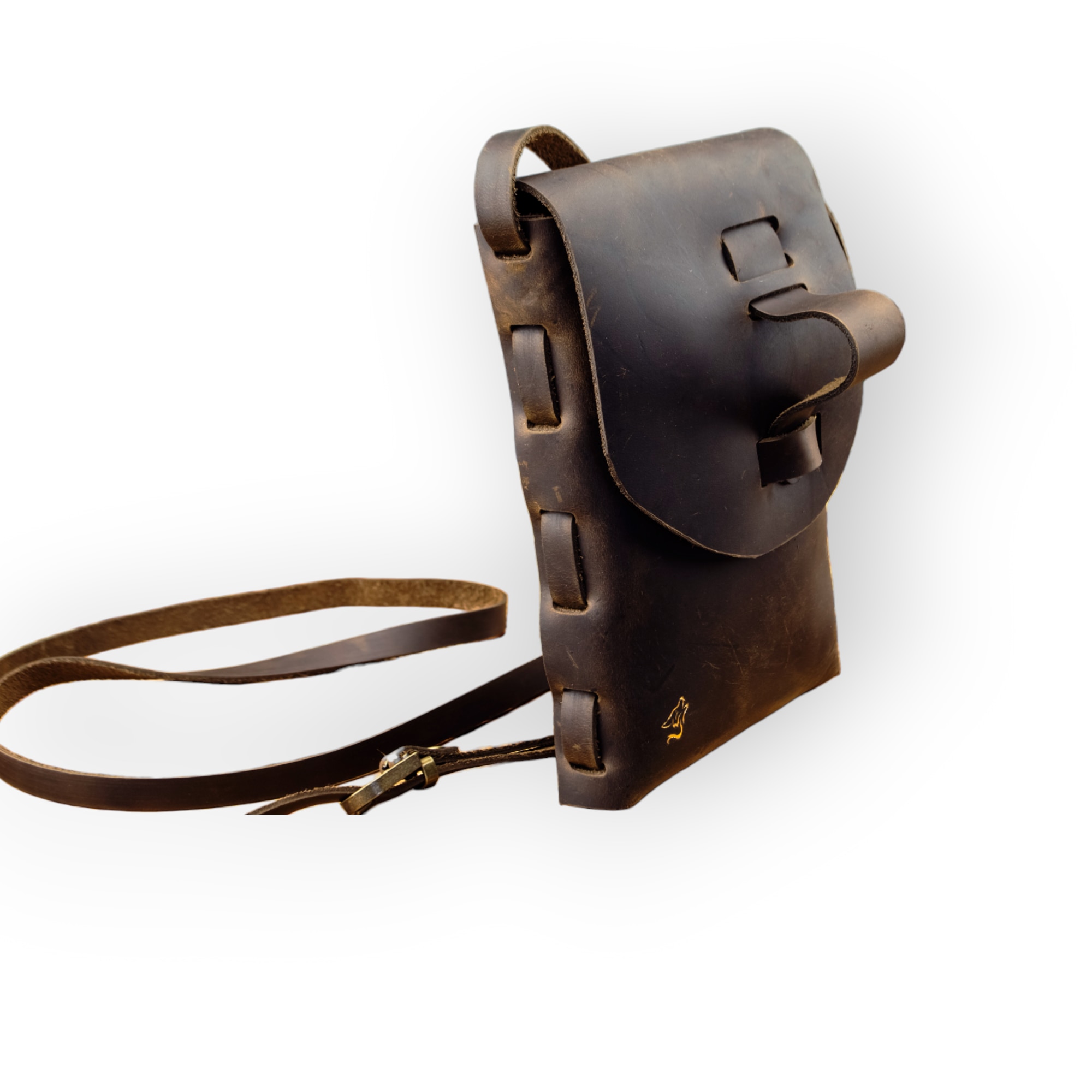 Geanta din piele naturala, Maro cafeniu, Aspect Vintage, Handmade - eMAG.ro