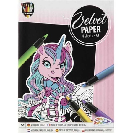 Set pictura 4 planse de colorat catifelate Velvet Paper 30x21 cm ...