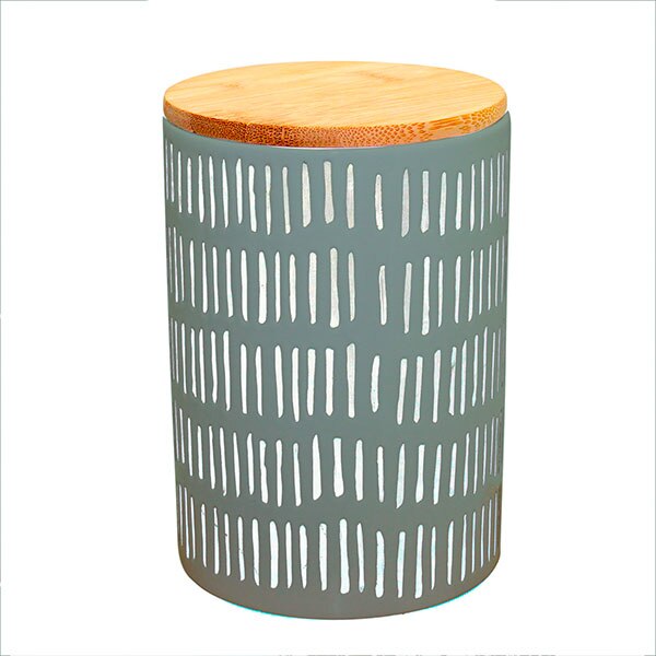 Recipient din ceramica, cu capac din bambus cu garnitura silicon ...