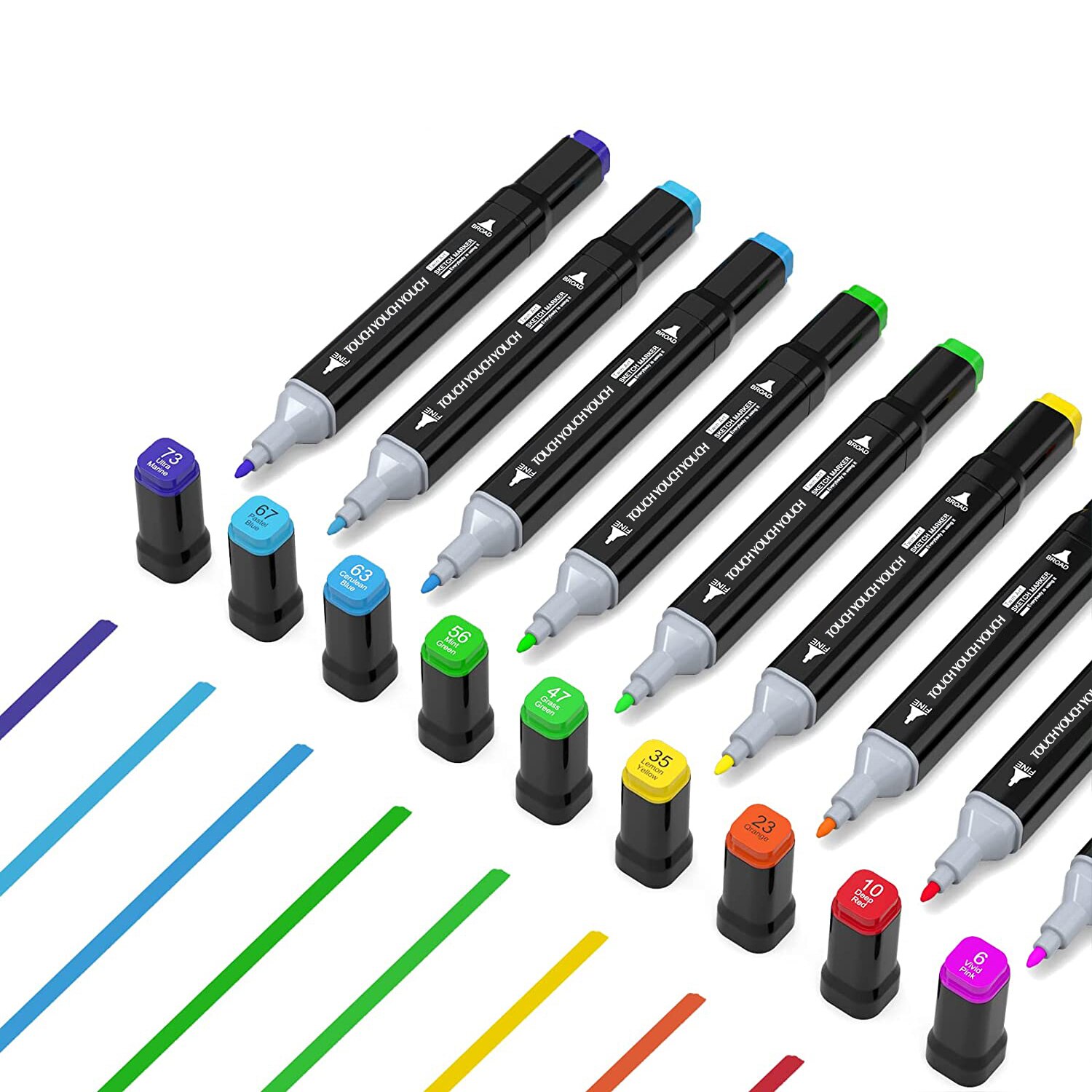 Set 80 markere colorate duble cu suport si geanta depozitare, varf ...