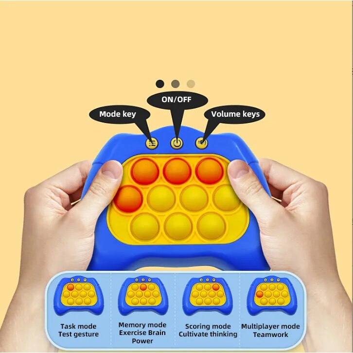 Jucarie senzoriala interactiva Pop It electronic, Bubble Push de memorie si indemanare, Albastru ...