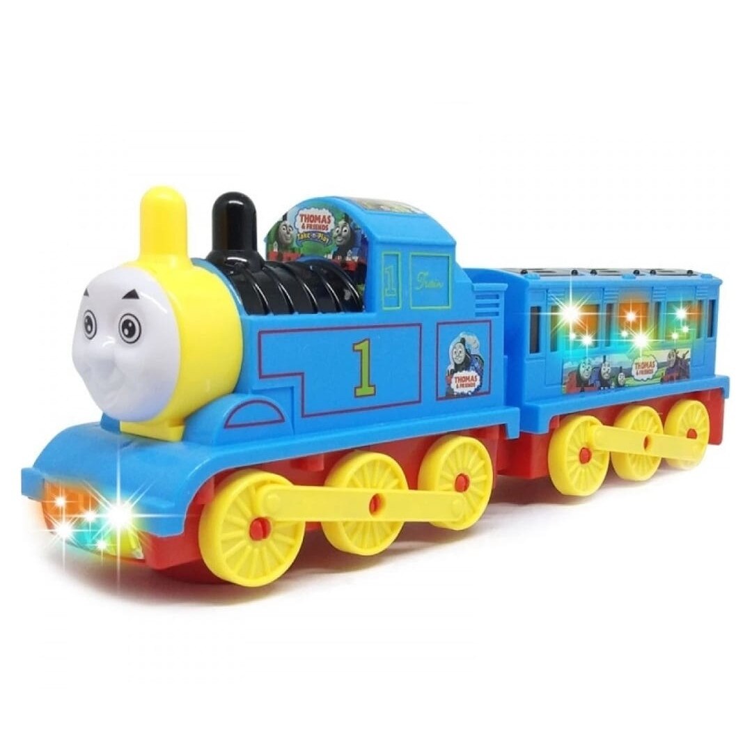 Thomas típusú vonat kocsikkal, hangokkal és fényekkel, tarka, 19 cm ...