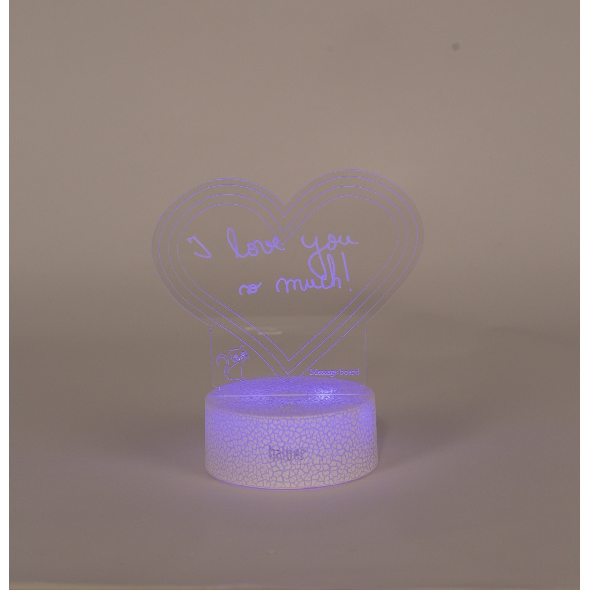 Lampa decorativa 3D halber cu mesaj personalizabil tip Inimioara cu ...