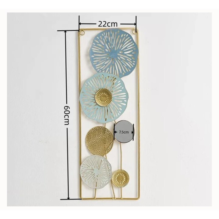 Decoratiune de perete din metal Flowers, design modern, 22x60 cm - eMAG.ro