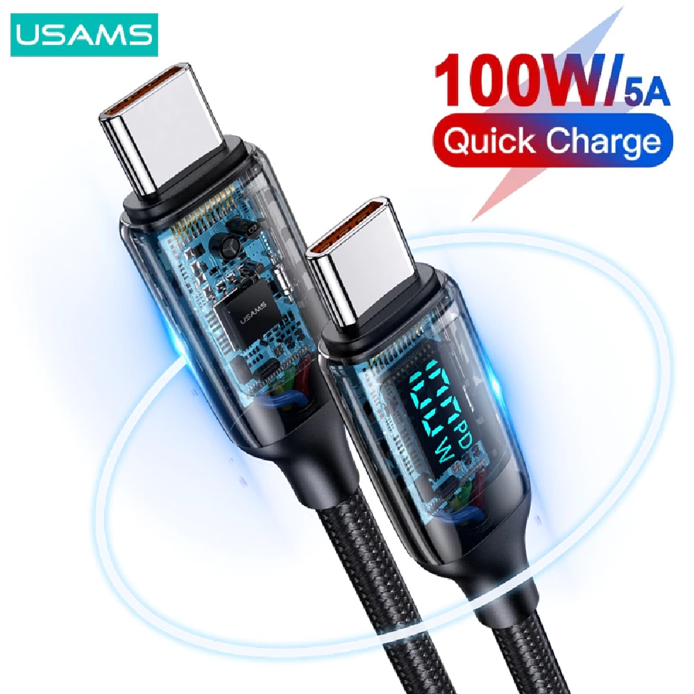 Cablu telefon, USAMS, U78, Tip C - Tip C, 100 W, 5 A, PD, 1.2m, Negru ...