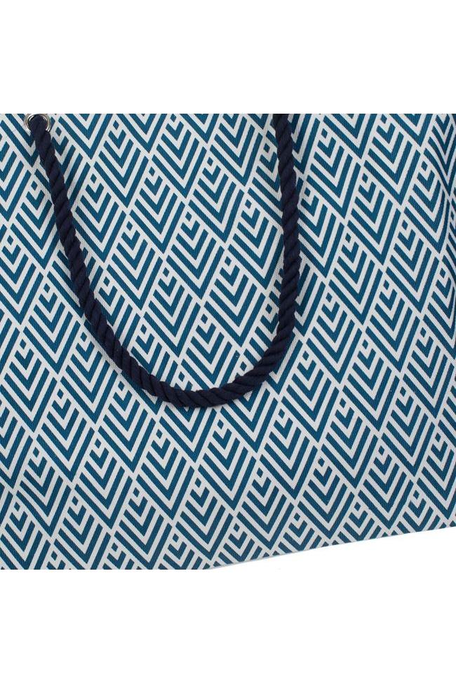Geanta de plaja Alb-Bleu cu romburi 42X15X43 - eMAG.ro