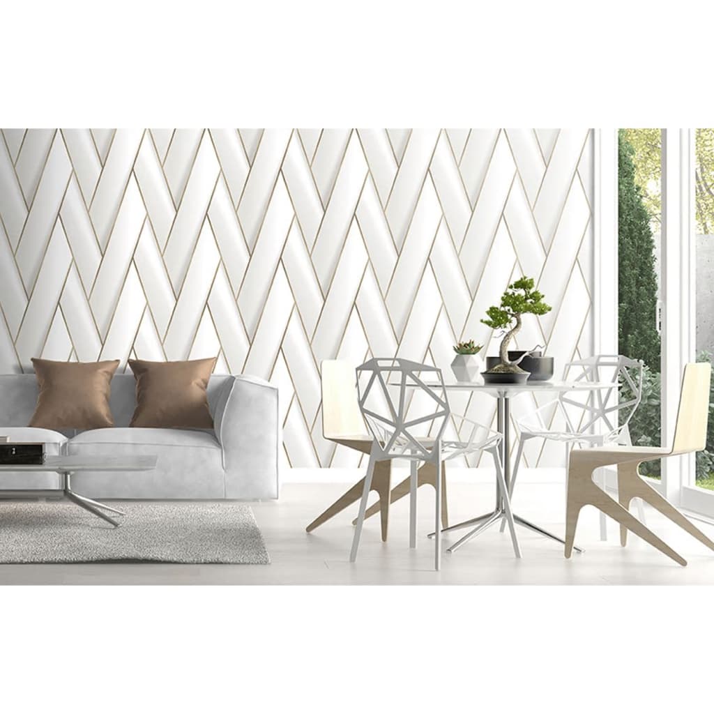 Tapet „Geometric” DUTCH WALLCOVERINGS, alb si auriu - eMAG.ro